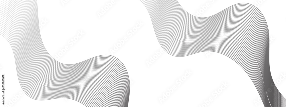 Abstract wavy gray lines stream element for design on a white ...