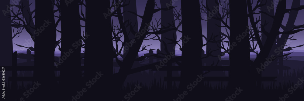 spooky dead forest landscape vector illustration good for wallpaper ...
