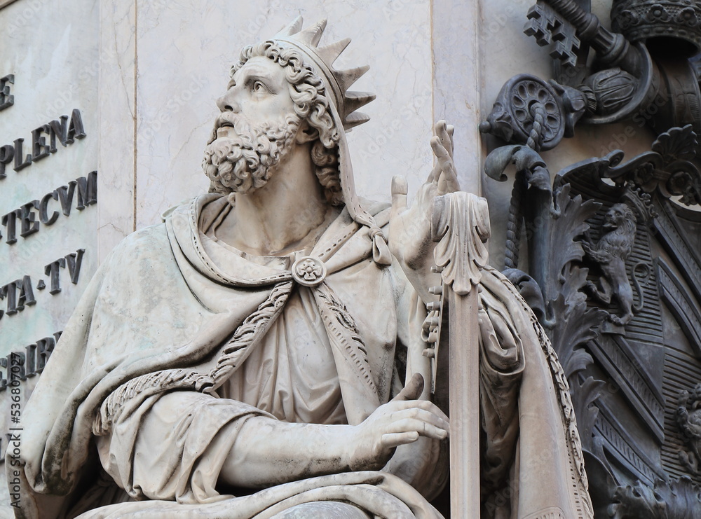 King David Statue on the Column of the Immaculate Conception Close Up ...