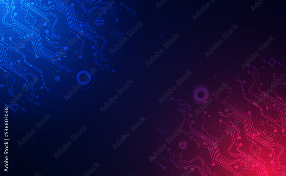 Digital Technology Circuits Blue Red Gradient Background Ai Big Data Iot Cyber Cloud Security