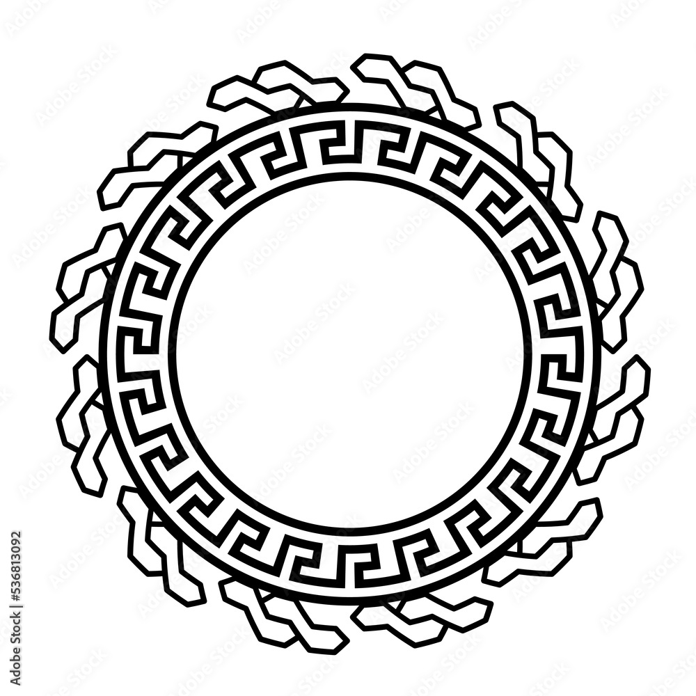 Ancient Greek key black frame pattern, round antique border from Greece ...