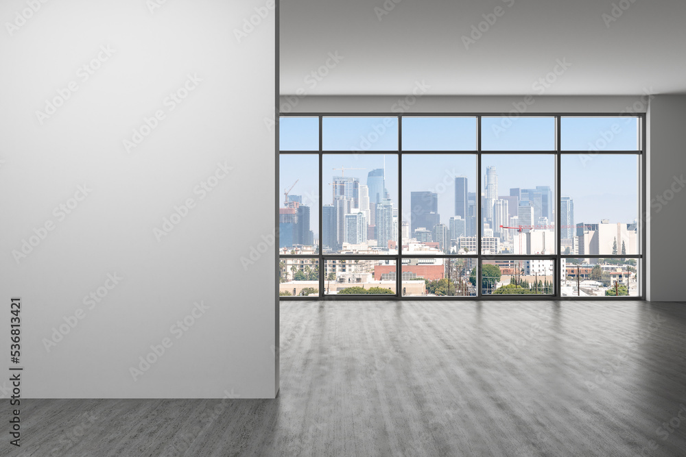 Downtown Los Angeles City Skyline Buildings from High Rise Window ...