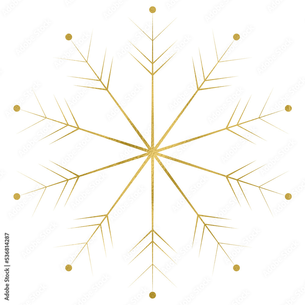 Golden snowflake shape, gold texture. Isolated png illustration ...