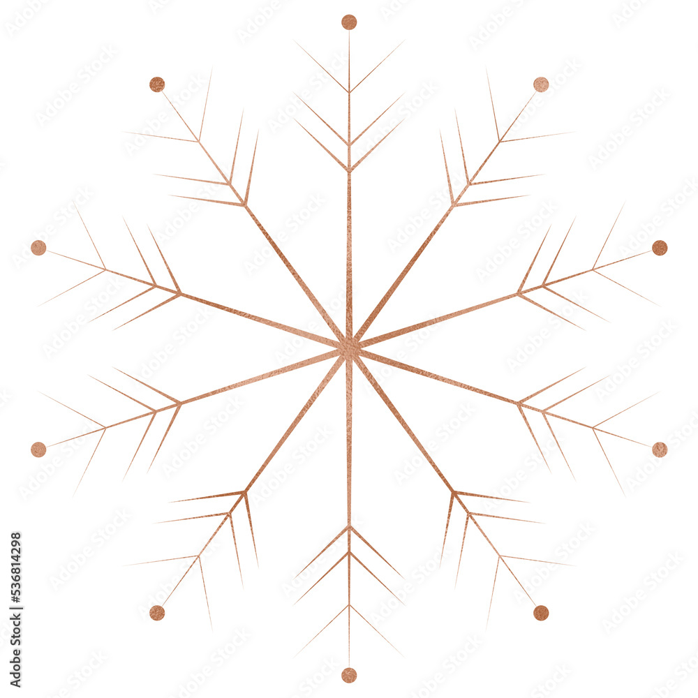 Golden snowflake shape, rose gold texture. Isolated png illustration ...