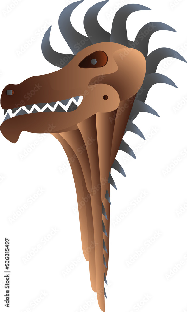 Dragon Head with Spikes in realistic style. Wooden sculpture. Viking ...