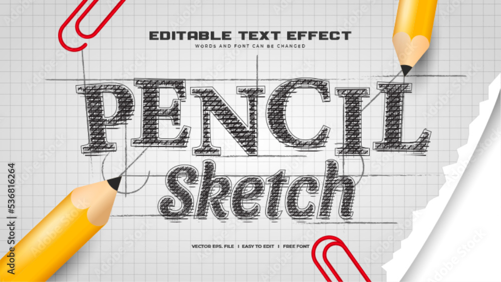 Pencil Sketch Text Effect Stock Vector | Adobe Stock