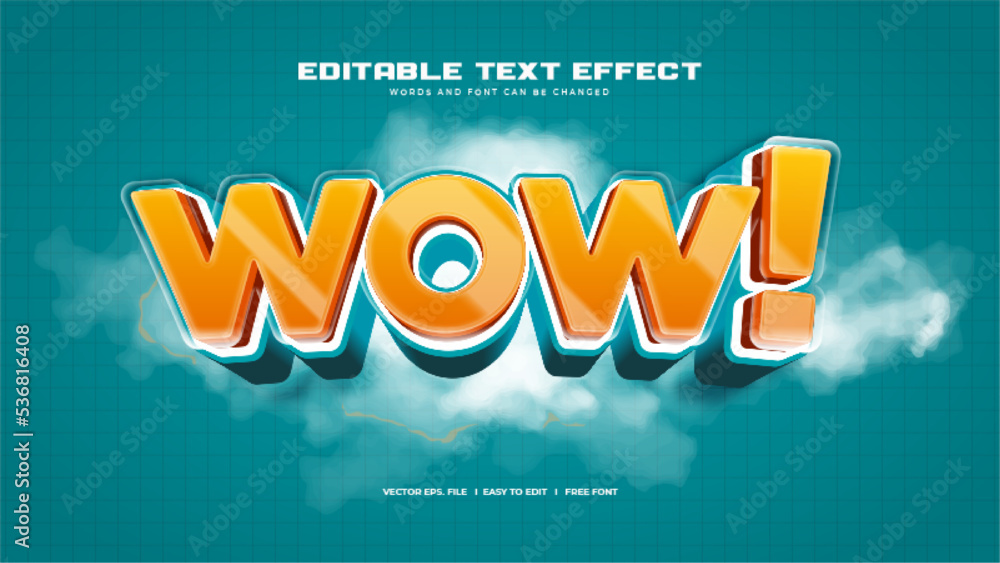 Realistic Wow 3D Bold Text Effect Stock Vector | Adobe Stock
