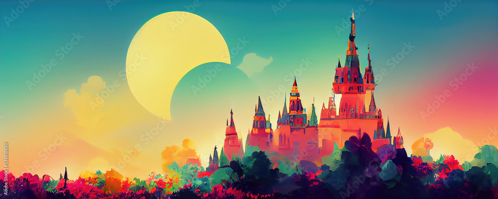 Magic royal fairy tale castle as abstract wallpaper header Stock ...