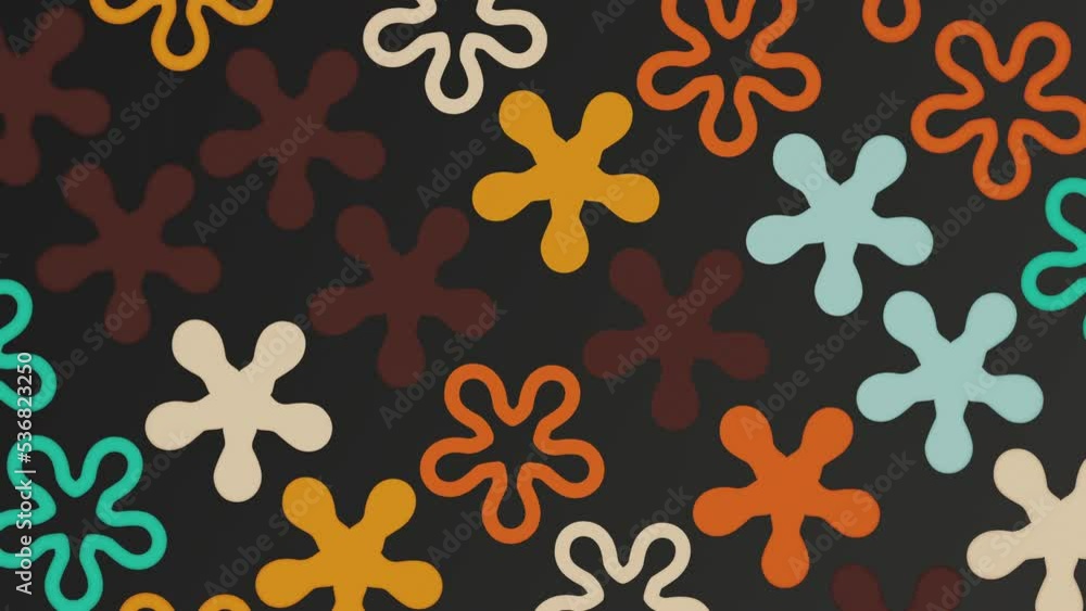 Trendy 1970s retro floral design pattern motion background animation ...