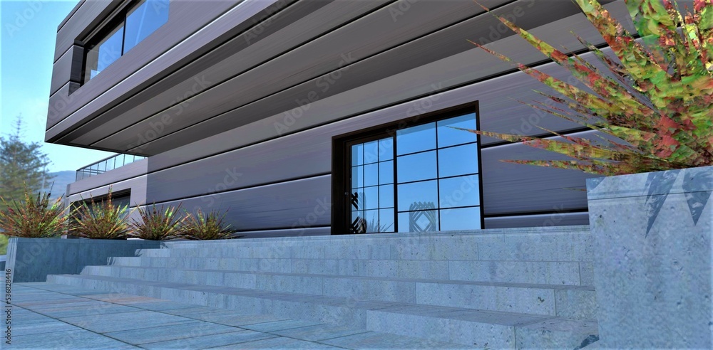 Reliable durable reinforced concrete staircase with comfortable wide ...