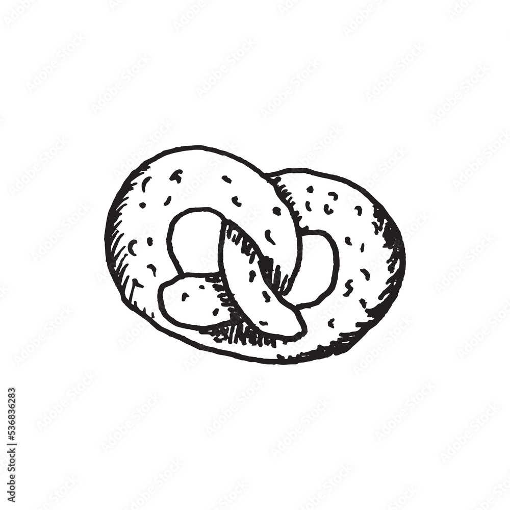 Pretzel illustration, drawing, engraving, ink, line art Stock Vector ...