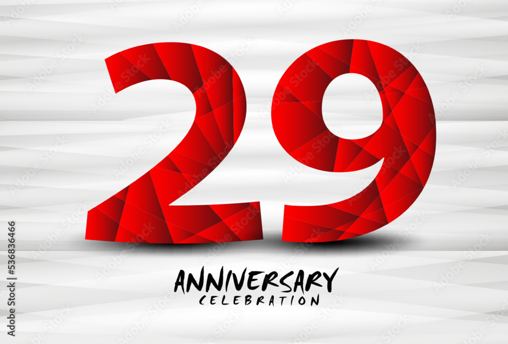 Vetor de 29 Year Anniversary Celebration Logo red polygon vector, 29 ...