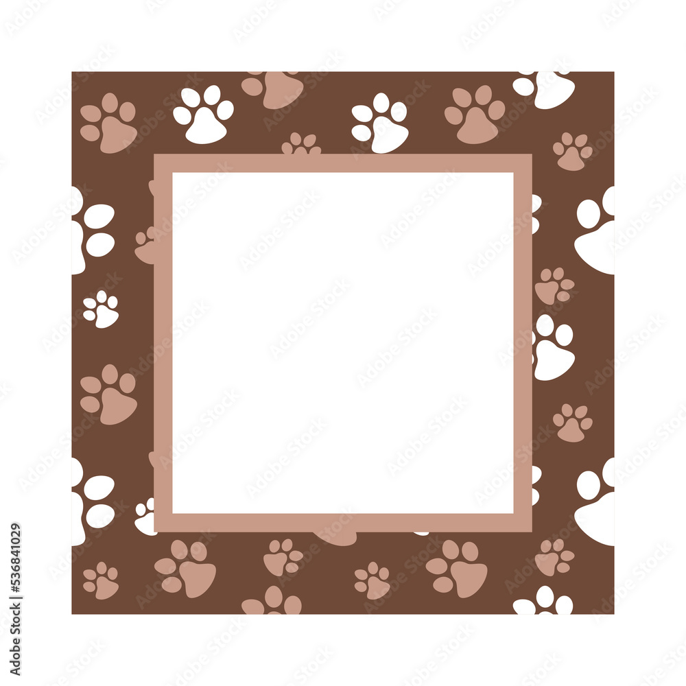 Beautiful baby photo frame from Traces of animal paw. Cute square frame ...