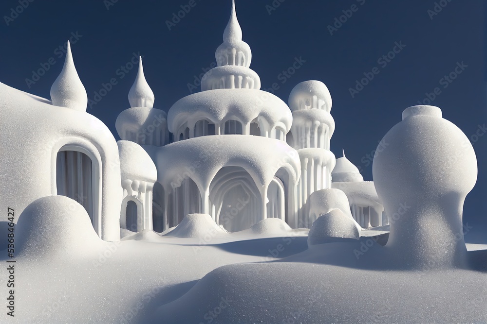 3D Rendered intricate Snowcastle - Computer generated image of winter ...
