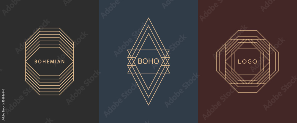 Logo in a modern style. Vector linear icon. Boho characters - moon logo ...