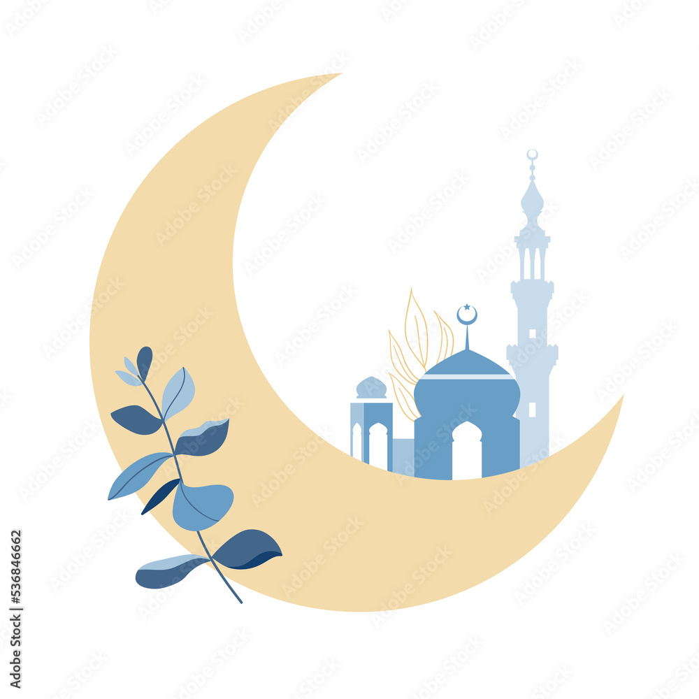Islamic design with crescent moon. ramadan kareem, eid al adha, eid al ...