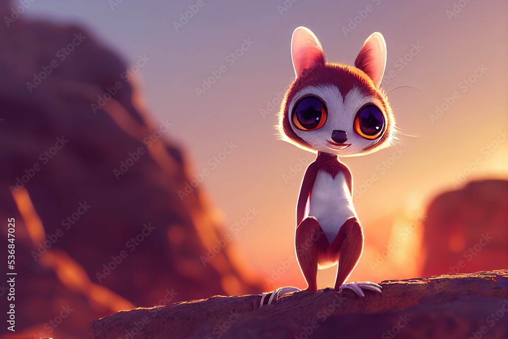 Modern 3D rendered computer-generated image of a desert ferret in a ...