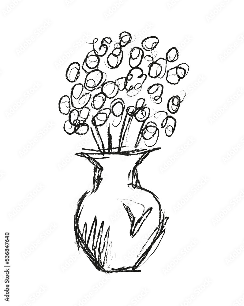 Wazon z kwiatami szkic Stock Vector | Adobe Stock