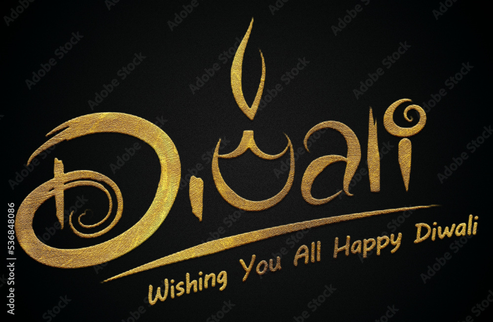 Diwali wishing golden hindi calligraphy design Stock Illustration ...