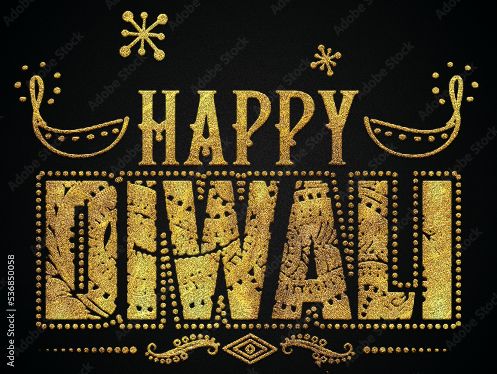 Happy diwali wishes golden calligraphy design poster Stock Illustration ...