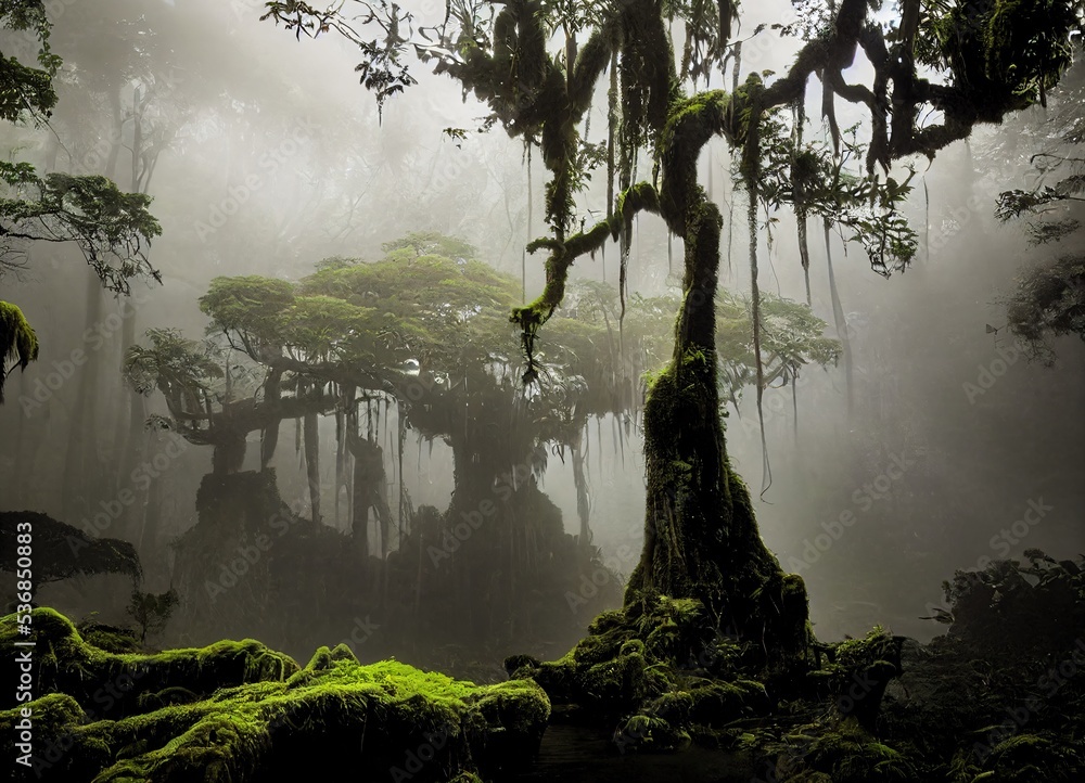 amazon rainforest, tropical vegetation with old trees, jungle landscape ...