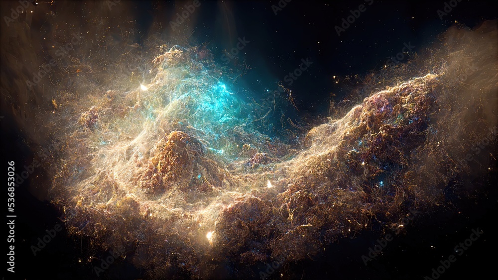 Concept art of nebulae, galaxies, and the Milky Way. Flowing stars ...