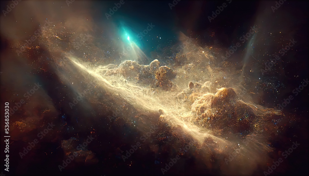 Concept art of nebulae, galaxies, and the Milky Way, like clouds in the ...