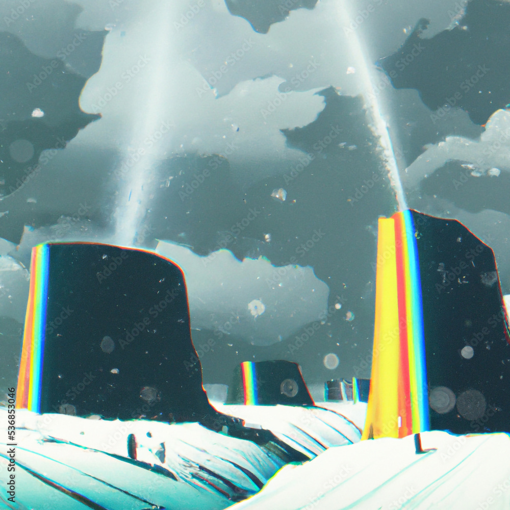 Futuristic surrealist landscapes of colorful cityscapes and alien ...