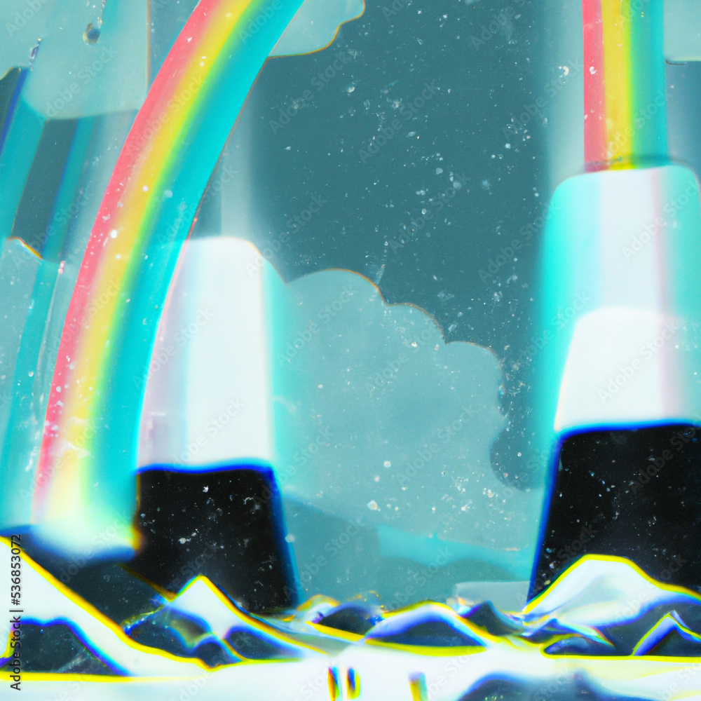 Futuristic surrealist landscapes of colorful cityscapes and alien ...