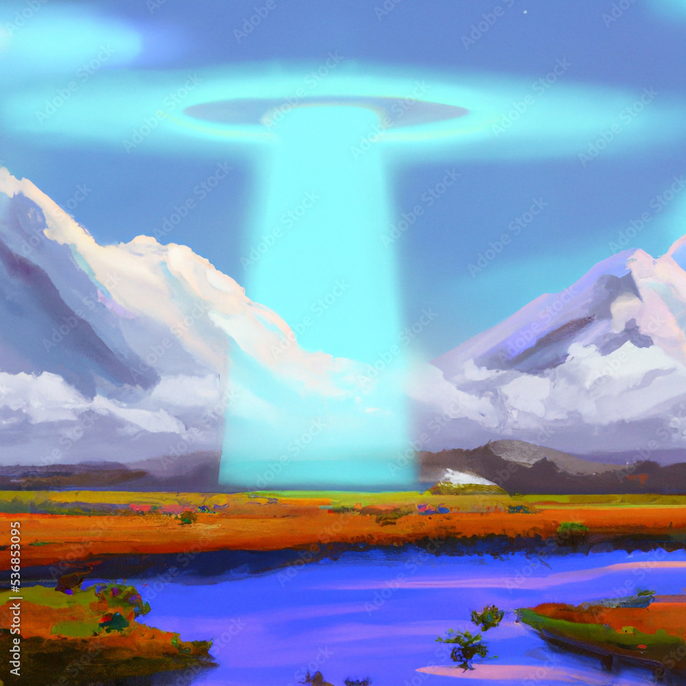 Futuristic surrealist landscapes of colorful cityscapes and alien ...