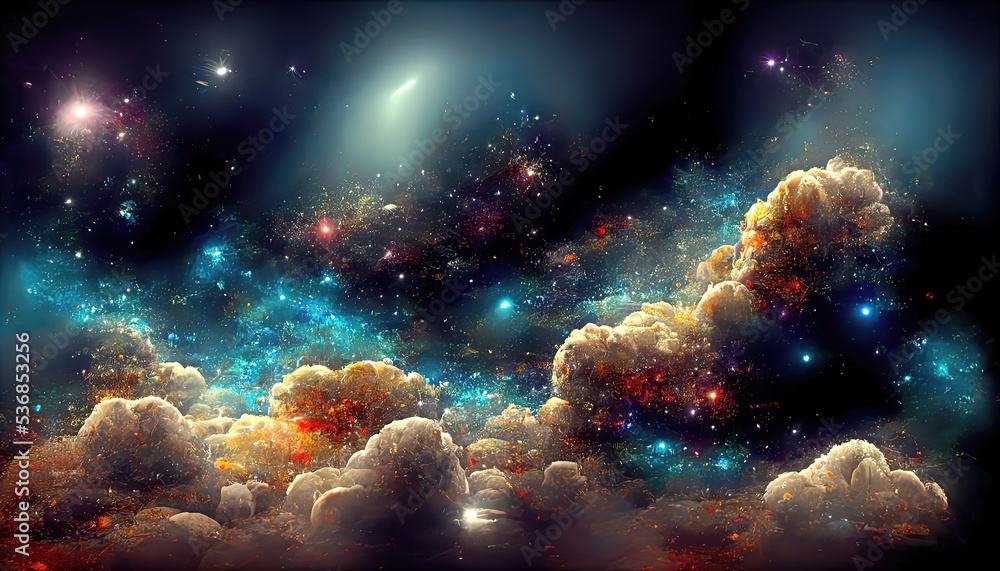 Concept art of orange, blue and black gradients, nebulae, galaxies and ...