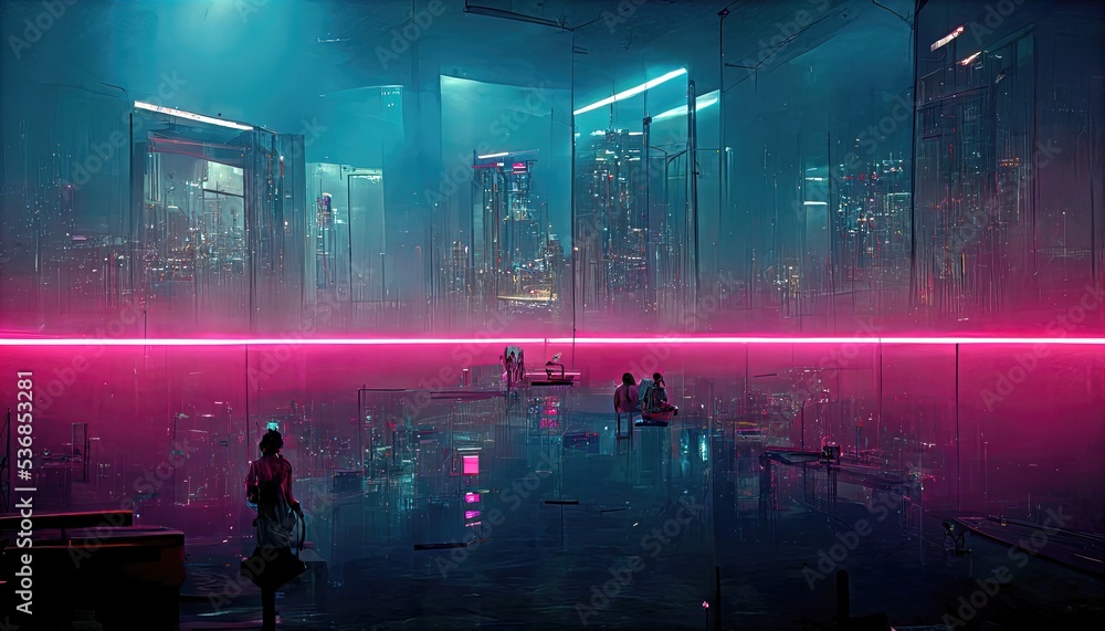 Cyberpunk inspired Sci-Fi City concept art. The futuristic buildings ...