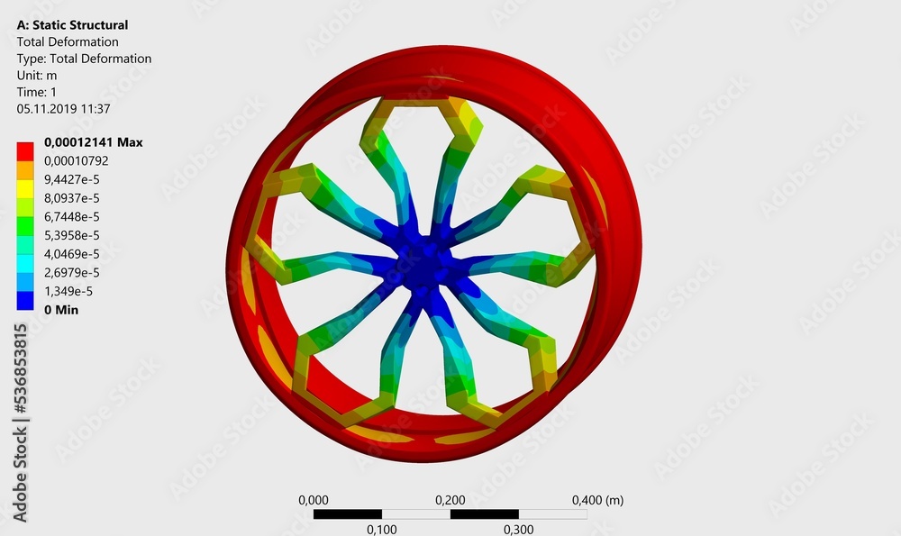 3D Illustration Structural Analysis of Car Wheel using FEA. Stock ...