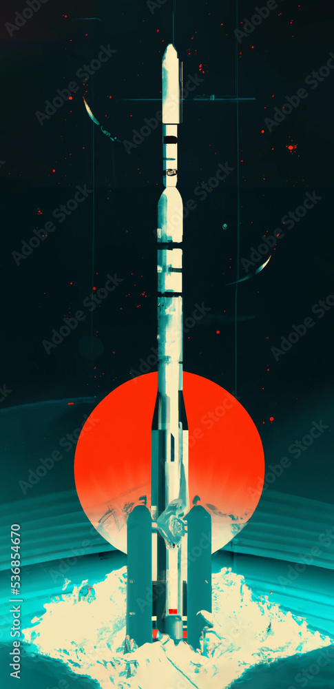 Vintage retro detailed space exploration silk screen poster style ...