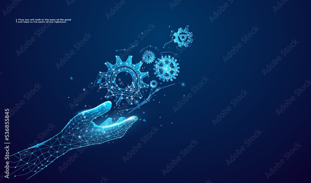 Gears. Mechanical technology machine engineering symbol in hand ...