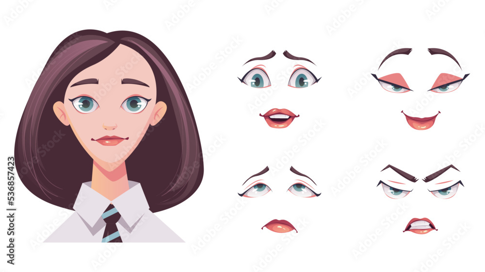 Woman girl character face construction create animation avatar graphic ...