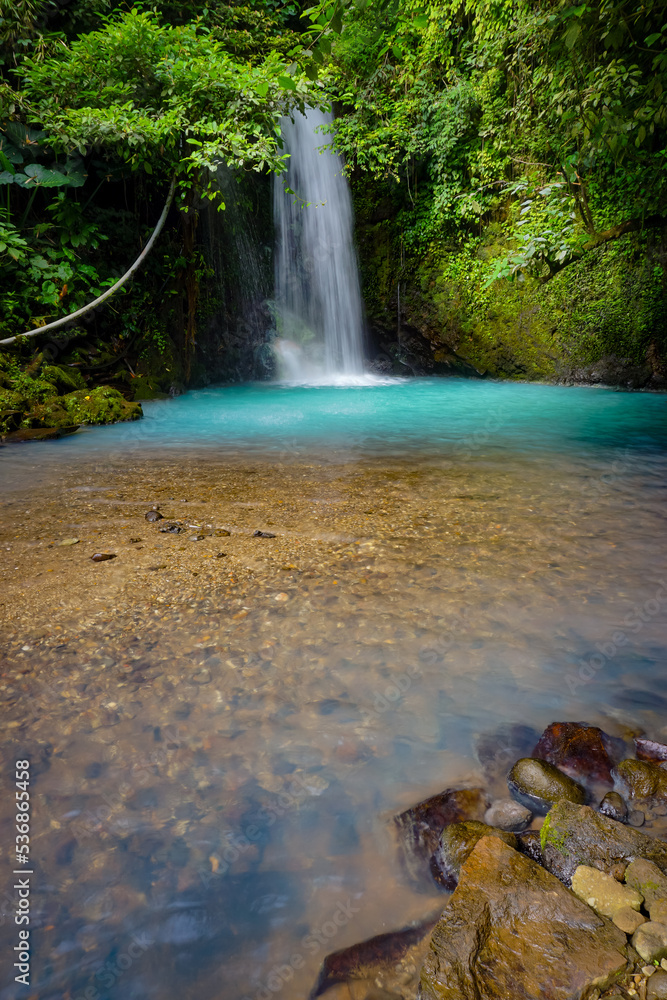 Curug Cipondok of Subang west Java Indonesia. Jungle waterfall cascade ...