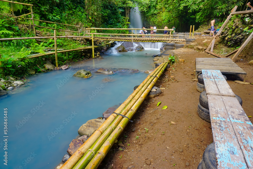 Curug Cipondok of Subang west Java Indonesia. Jungle waterfall cascade ...