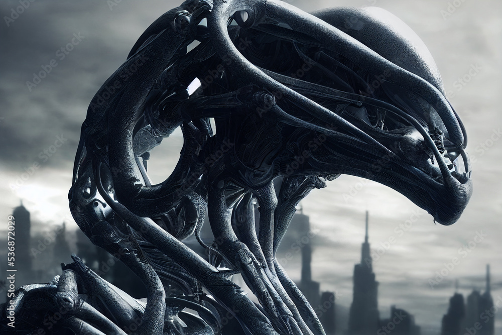 Epic shot high detail action film portrait of alien anthropomorphic ...