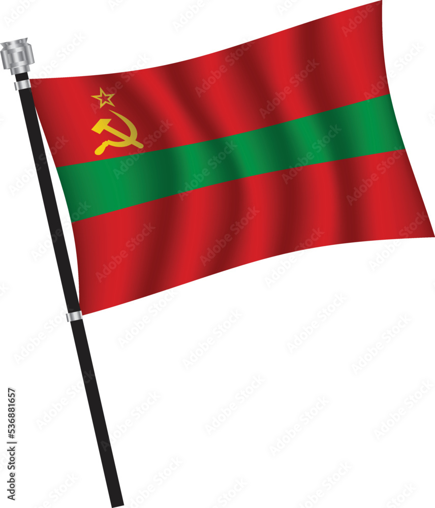 Transnistria flag , flag of Transnistria waving on flag pole, vector ...