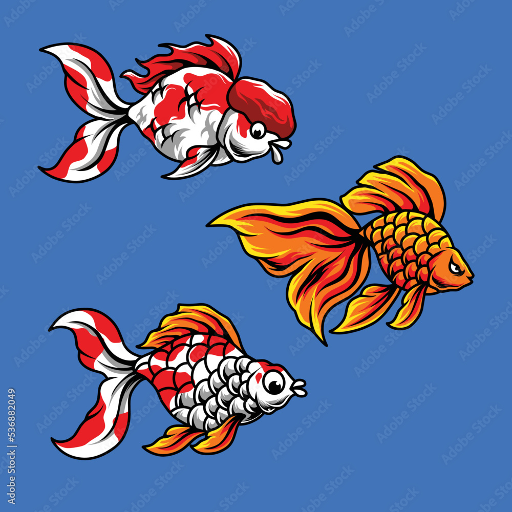 fish vector set design, cute sea animals. can be used for posters, t ...
