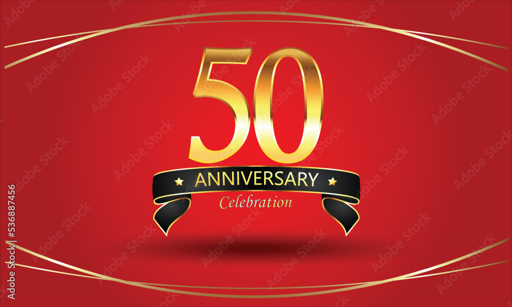 50th Anniversary Celebration with red background. 50 Year Golden ...