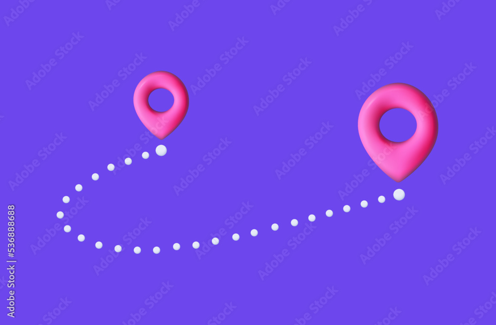 3d destination icon, location on the map, path. Definition, position ...