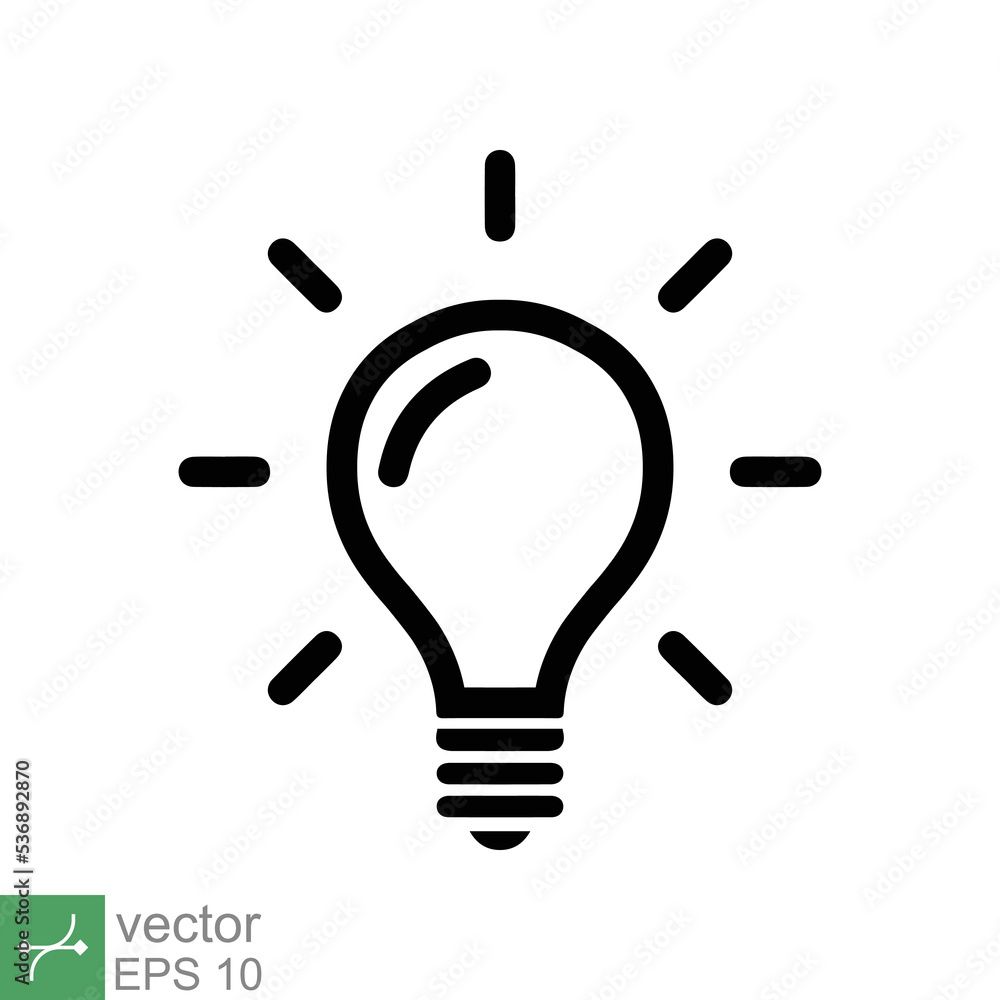 Light bulb icon. Simple outline style. Creative, analytical thinking ...