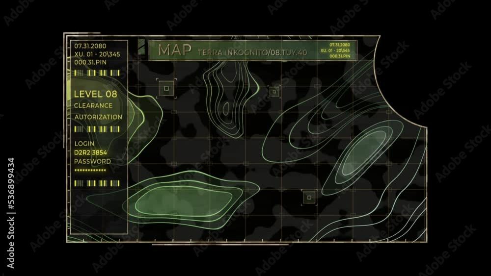 animated futuristic HUD UI element, map, with alpha channel for games ...