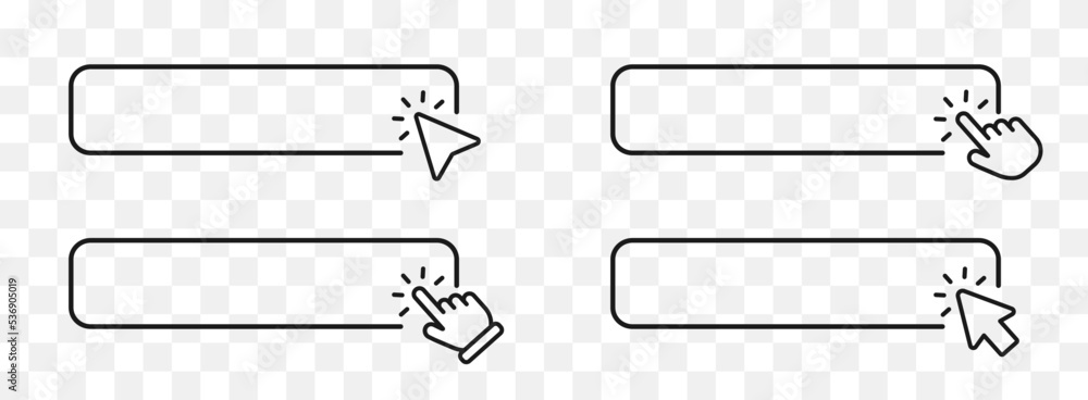 Search bar icon isolated on transparent background. Click here web button icon. Computer mouse ...