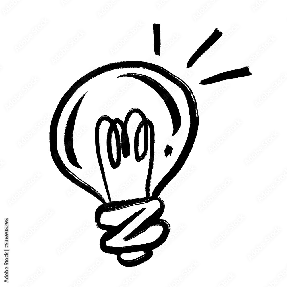 Light bulb hand drawn illustration in brush stroke design Stock ...