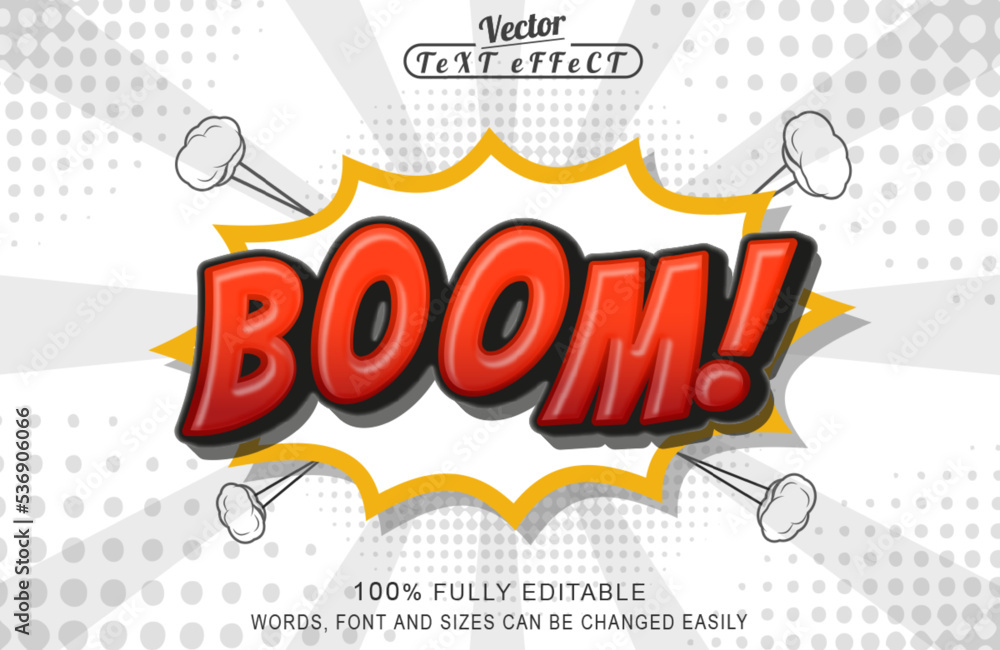 Boom! Comic text effect, Editable 3D text effect Stock Vector | Adobe Stock