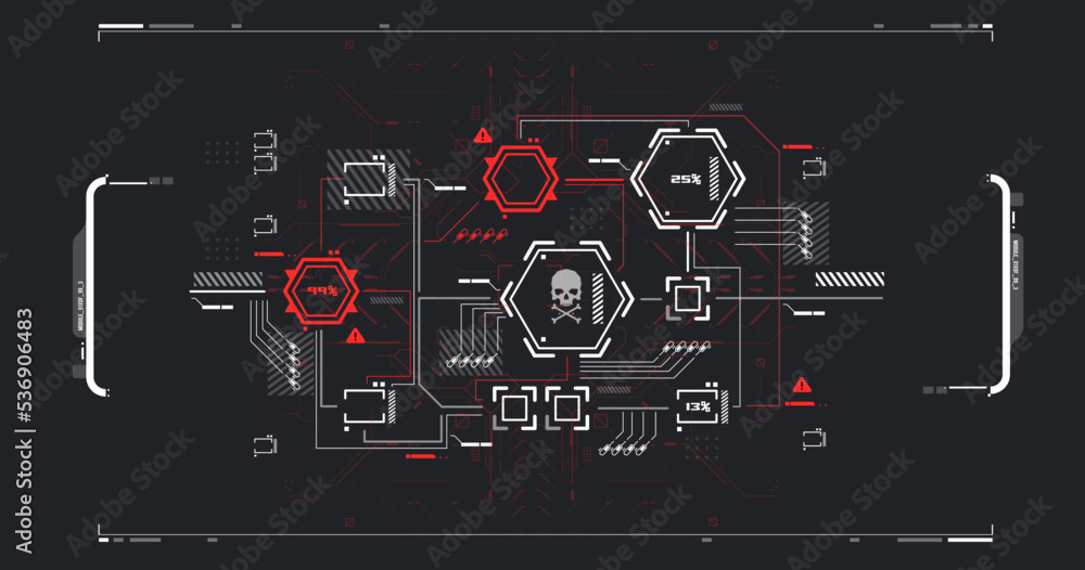 Cyberpunk futuristic poster. Tech Abstract poster template with HUD ...
