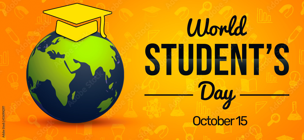 World Students Day Yellow background wallpaper with Globe and ...